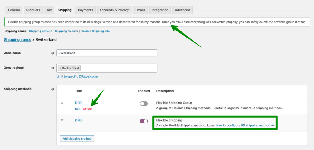 Flexible Shipping Group to Single method conversion