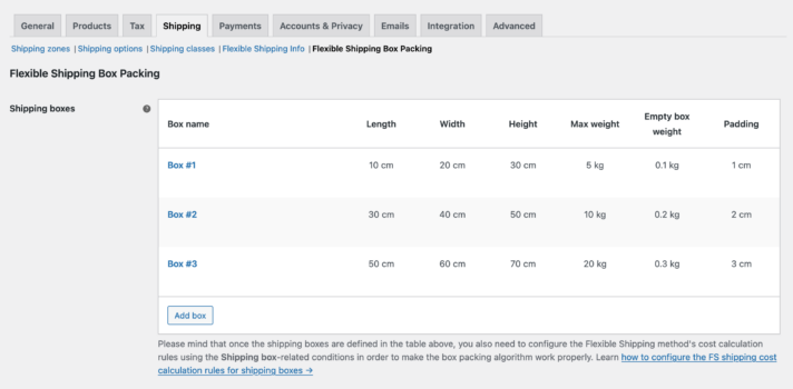 How to set WooCommerce Shipping Rates Based on Boxes