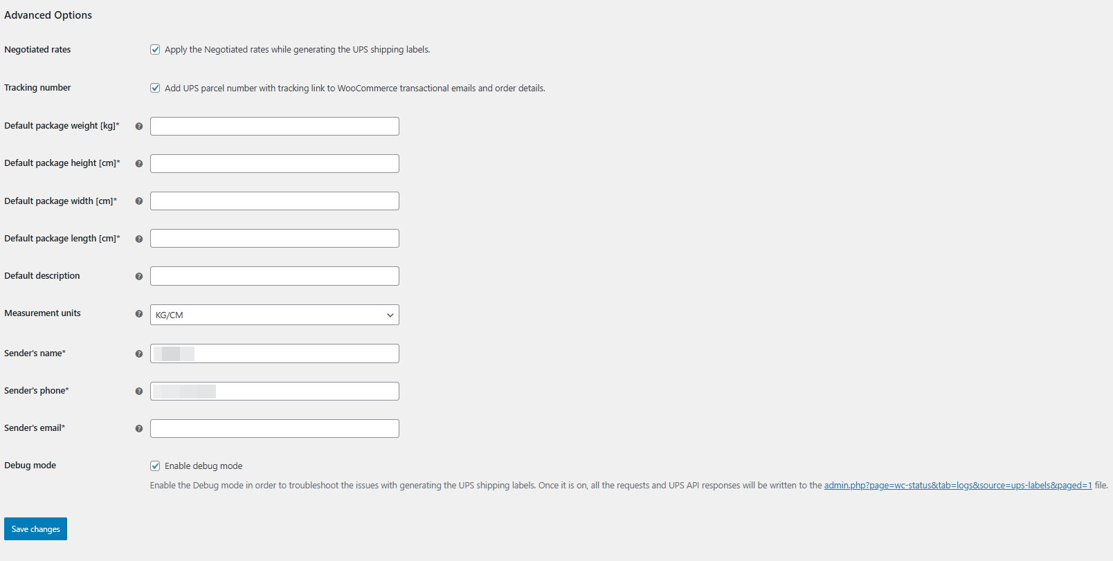 UPS Labels - Configuration