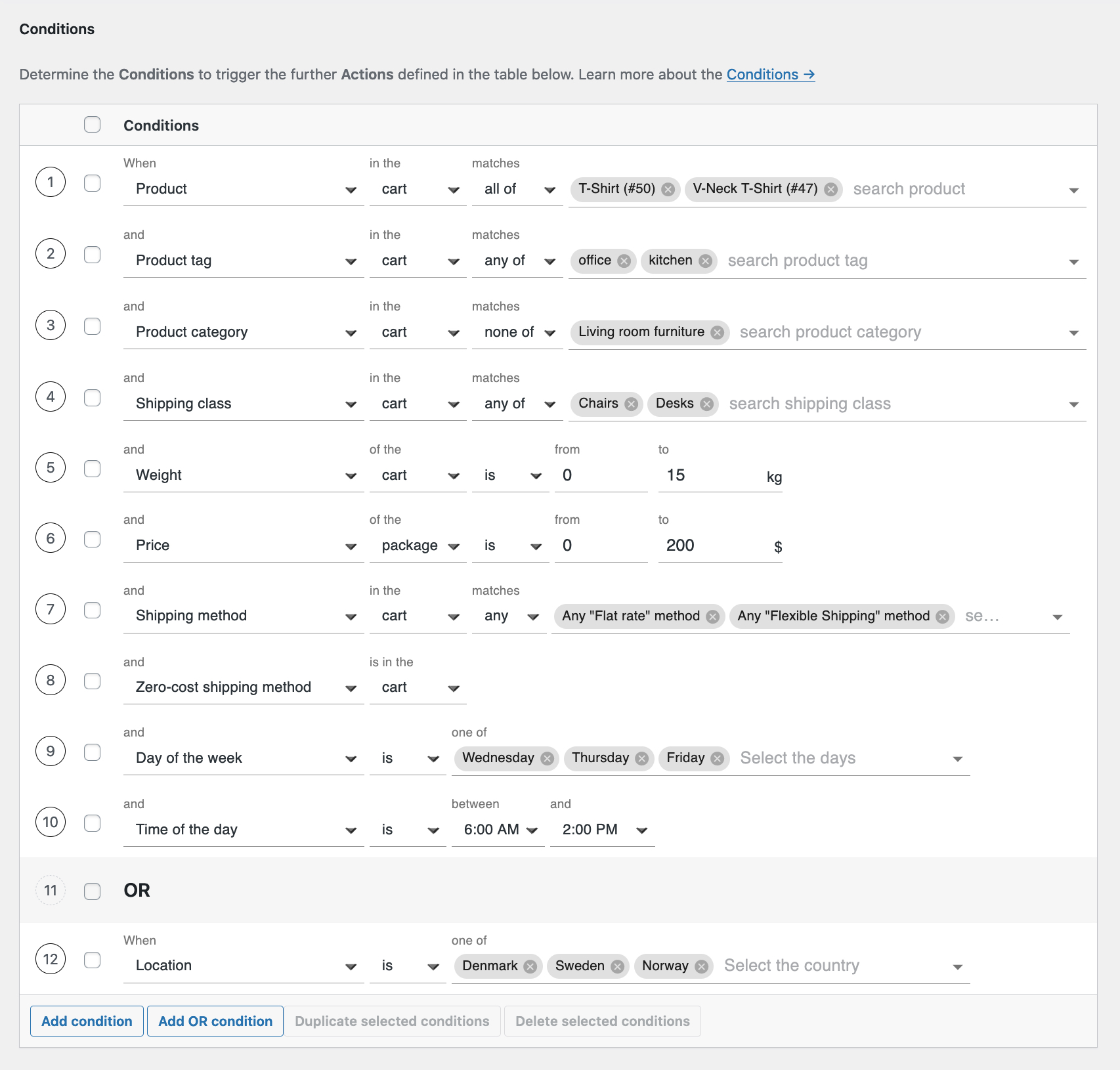 Conditional Shipping Methods - Configuration
