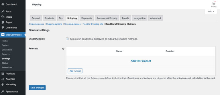 Conditional Shipping Methods - Configuration
