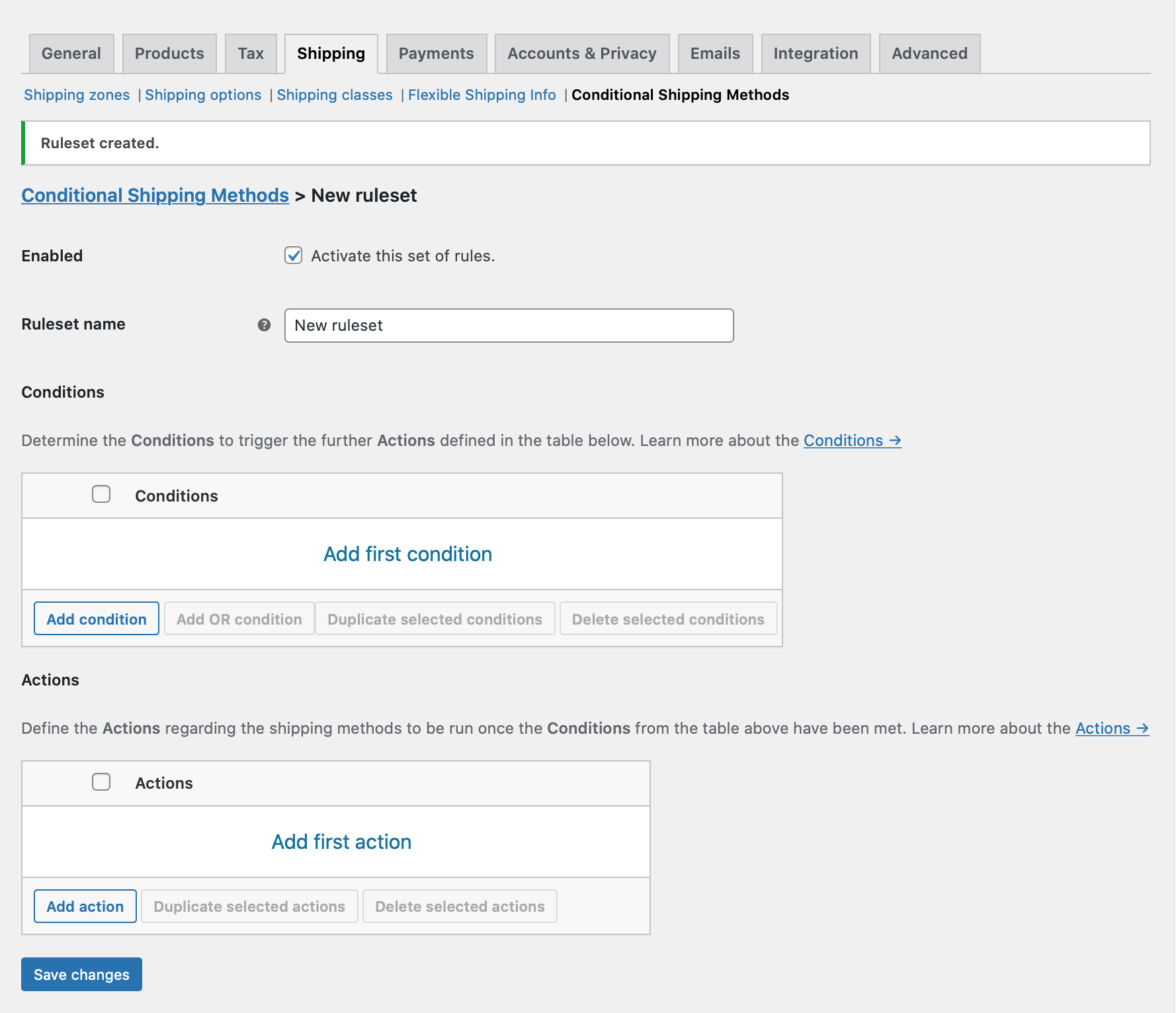 Conditional Shipping Methods - Configuration
