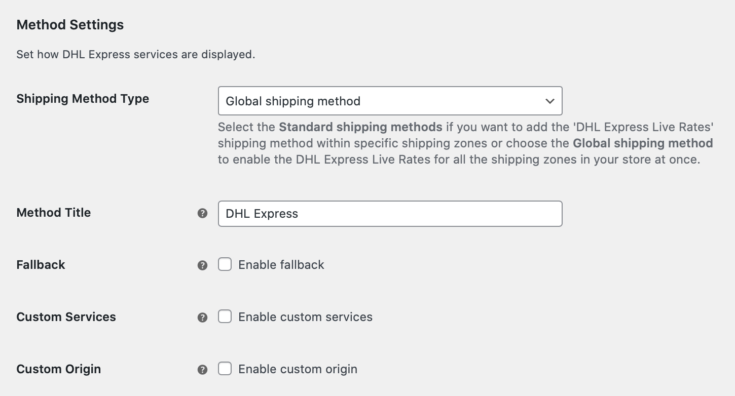 DHL Express - General Settings