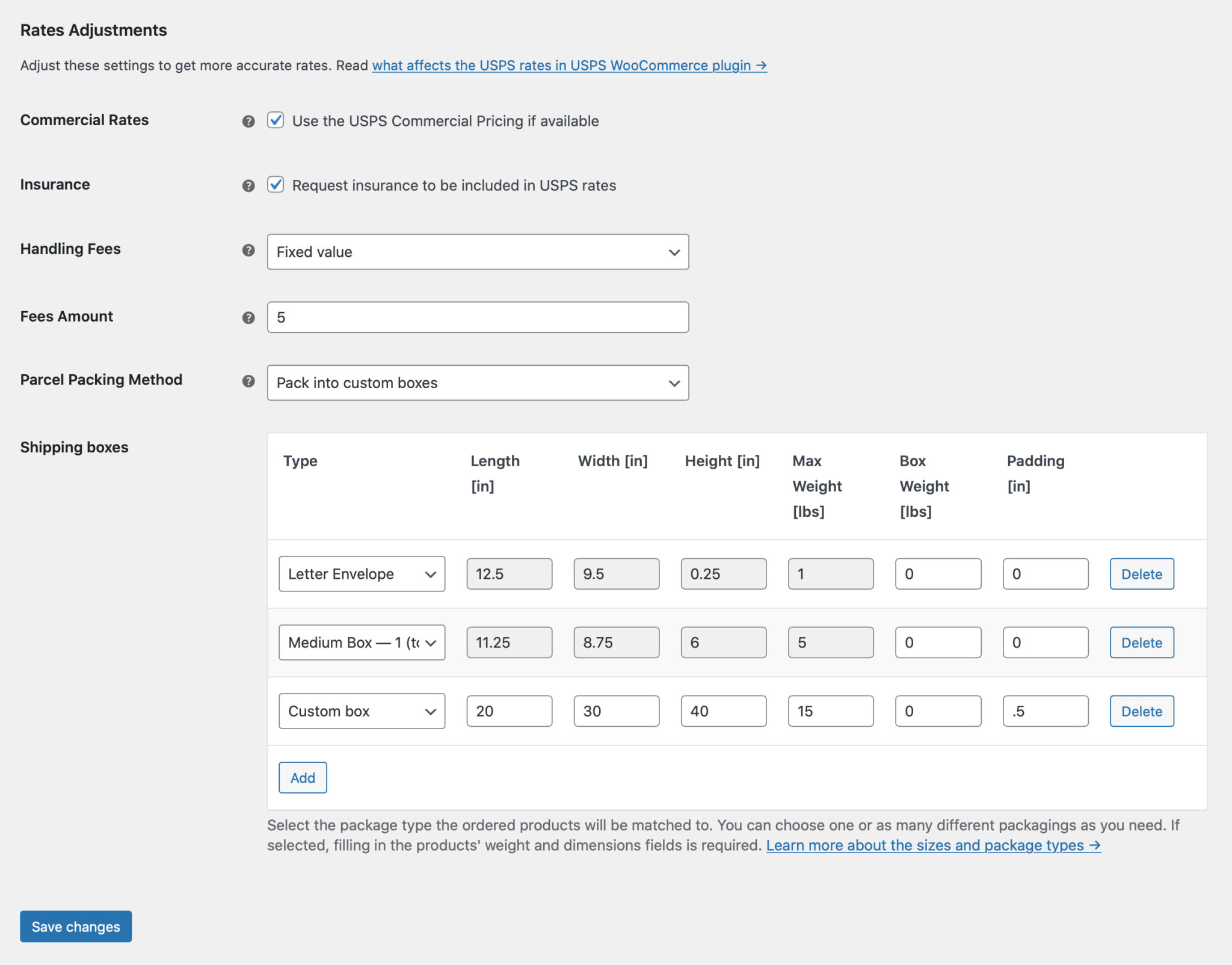 USPS - USPS Live Rates shipping method configuration
